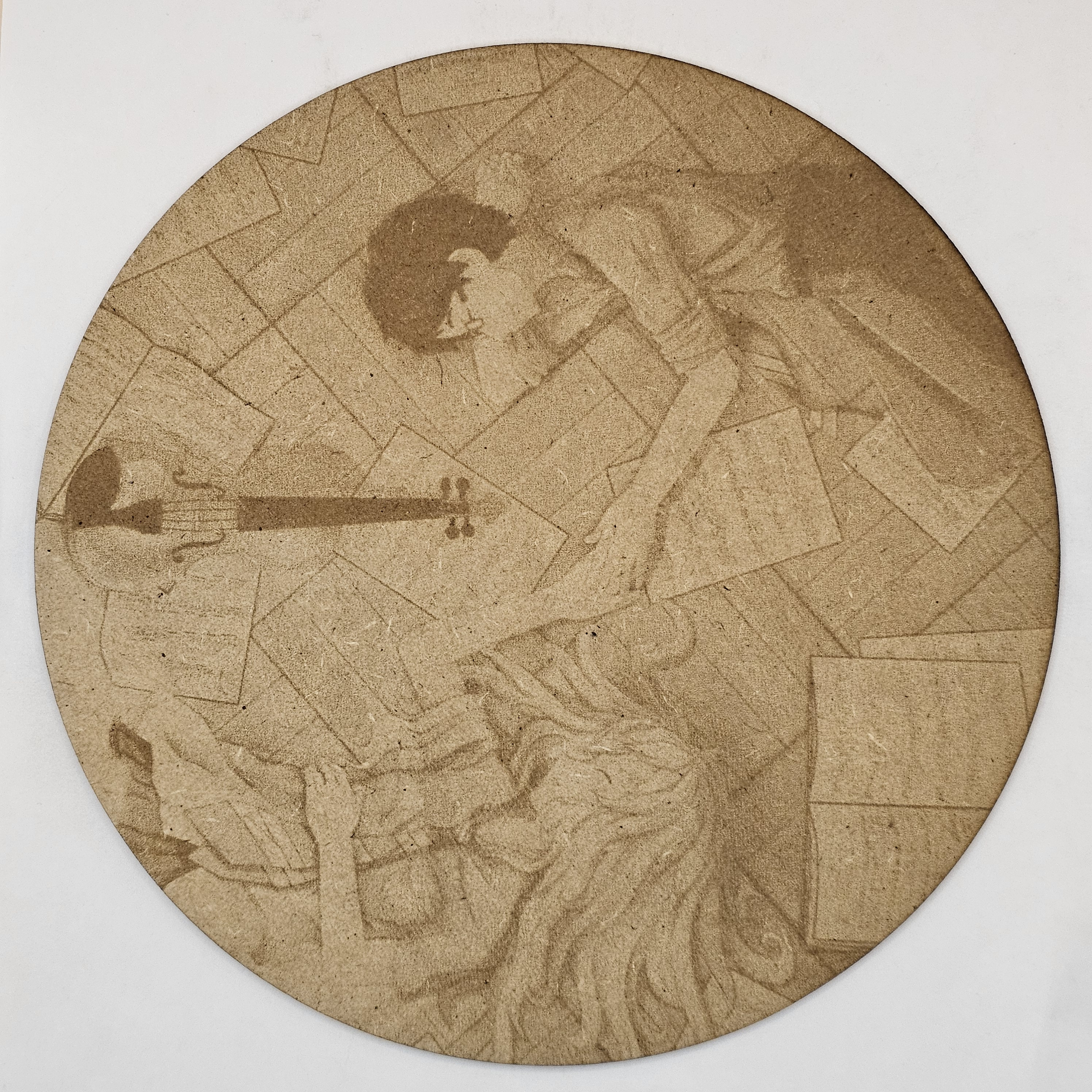 Grabado laser en MDF de Kaori Miyazono y Kousei Arima